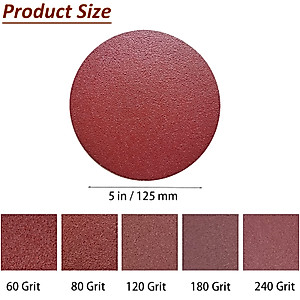 SACKORANGE 100 PCS 5" PSA Sanding Discs -20 Each of 60, 80, 120, 180, 240, Grit- 5 Inch Self Adhesive Stickyback Sandpaper Discs for DA Sander, Sand Automotive Car Paint, Woodworking Wood, Metal