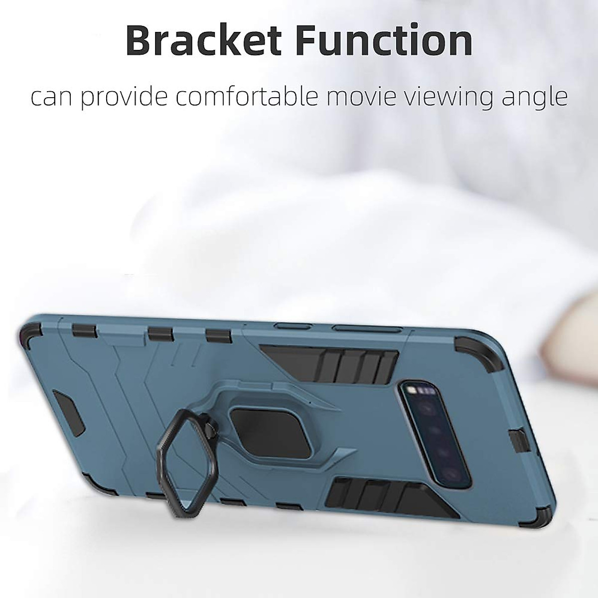 AKABEILA Case for Samsung Galaxy S9 Plus Shockproof Silicone Phone Case Heavy Duty Full Body Armour Dual Layer Protective Cover with Finger Ring Kickstand [Support Magnetic Car Mount] Blue