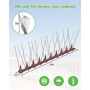 CIIC Bird Spikes, 16 Pack Stainless Steel Anti Bird Spikes, Bird Deterrents for Outside Pigeon Spikes, Bird Repellent Devices for Garden Fence Wall Coverage 16.4 Feet