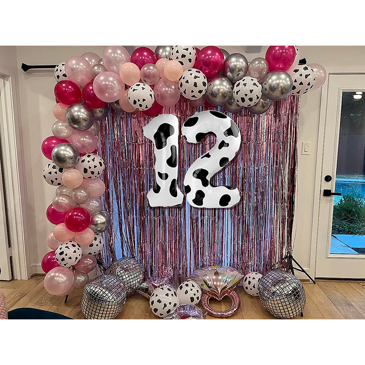 IWERP Cow Print 40 Inch 1st Number Balloon, Unisex Birthday Decorations, Farm Animal Party Supplies, Self Sealing, Reusable