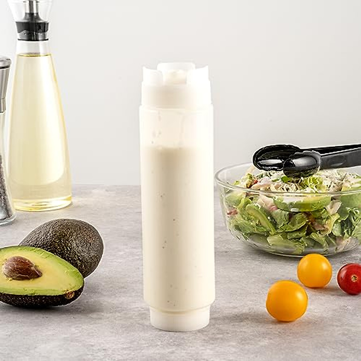 Restaurantware First In First Out 16 Ounce Condiment Squeeze Bottle 6 Refillable Lid FIFO Squeeze Bottle - Precision Dispensing Tip Flexible Clear Plastic Squeeze Bottle For Sauces