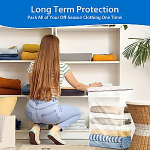 20 Gallon Jumbo Storage Bags, Pack of 3, Clear Plastic Storage Bag with Carry Handle, 24 x 32 Heavy Duty Ziplock Storage Bag Resealable Large Zipper Bag for Moving, Bedding and Travel, 4 Mil Thick