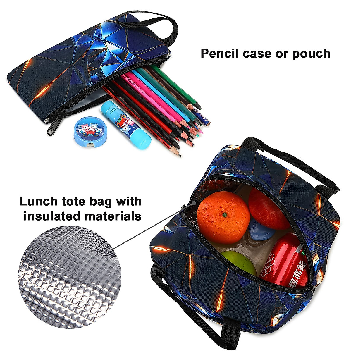 School Backpacks for Boys Girls Bookbag Teens Backpack Set with Shoulder Bag and Pencil Case (Red 1)