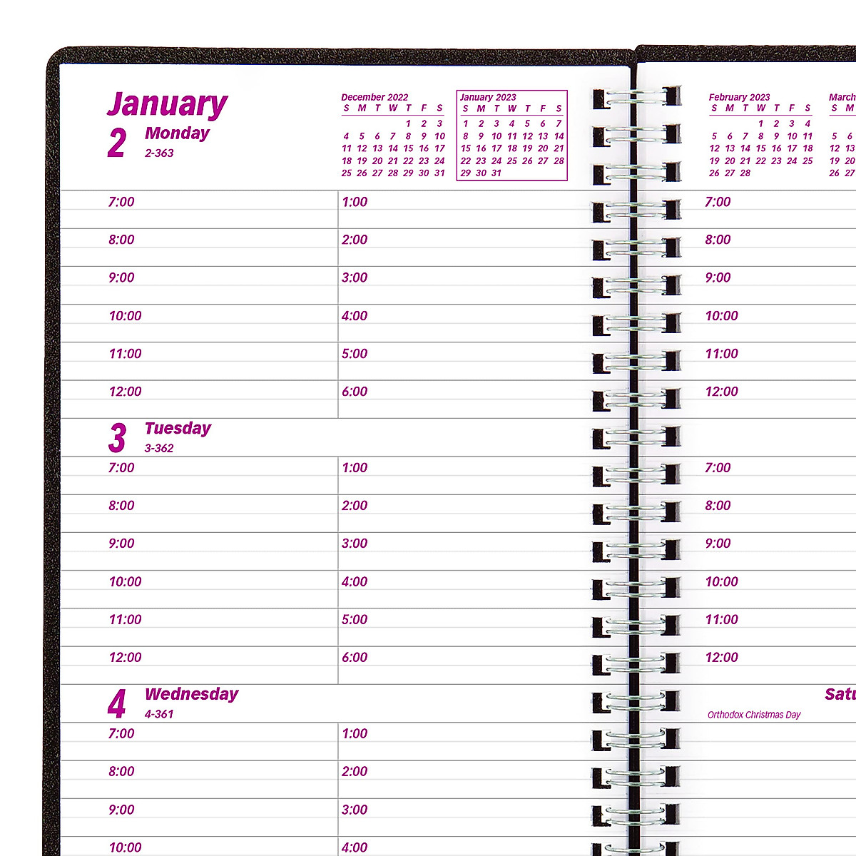 Brownline 2023 DuraFlex Weekly Planner, Appointment Book, 12 Months, January to December, Twin-Wire Binding, 8" x 5", Black (CB75V.BLK-23)