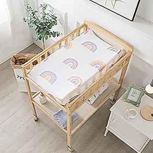 Hearts & Rainbow Crib Bedding Set - 3-Piece, Includes Quilt, Fitted Crib Sheet, and Changing Pad Cover - Rainbow Baby Crib Bedding, Farmhouse Nursery Décor, Baby Room Decorative Set for Girls