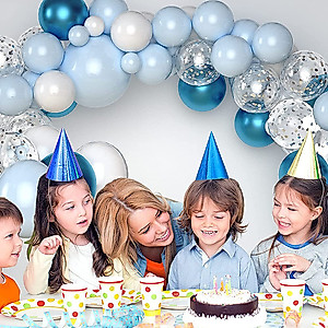 Blue White Silver Balloon Garland Arch Kit, 107Pcs Blue White Silver Balloons Arch Kit with Balloon Chain for Birthday Wedding Baby Decorations Party Decorations