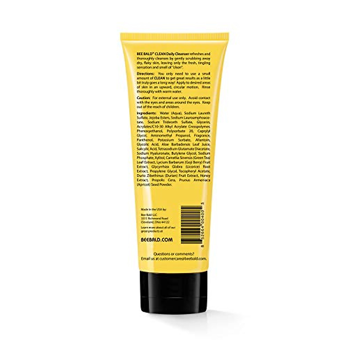 Bee Bald CLEAN Daily Cleanser for face & head refreshes and thoroughly cleanses by gently scrubbing away dry, flaky skin, leaving a fresh, tingling sensation and smell of ‘clean’, 4 Fl. Oz.