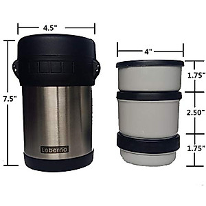 Vacuum Food Jar Mug | Insulated Lunch Containers 29 Oz Stainless Steel Thermoses Flask Lunch Jar Vacuum Bottle with Easy Open Lid & Carry Strap, 3 Durable Lunch Cooker Bowl Cup - NOT FOR LIQUID SOUP