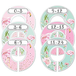 Mumsy Goose Nursery Closet Dividers Baby Girl Clothes Dividers Floral Flamingoes