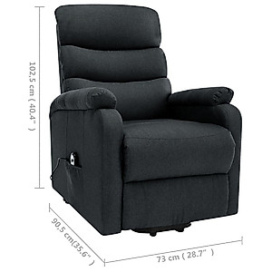 Power Lift Massage Recliner Chair with Footrest | Adjustable Recliner Sofa for Elderly Adult | Upholstered Reclining Sofa Seating with USB Port for Living Room Home Theater | Dark Gray Fabric