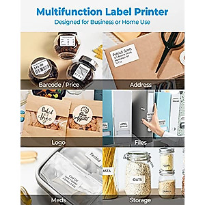 Phomemo Barcode Printer M110 Label Printer, Upgraded Bluetooth Portable Thermal Label Maker for Small Business, Address, Office, Home for Phone; for PC/Mac(USB), with 100pcs Labels, Ebony Black