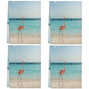 Flamingo Beach Kitchen Towels and Dishcloths Set of 4-17.7" x 28.3" Absorbent Dish Towels with Hanging Loop Hand Towel for Farmhouse Bar Towels & Tea Towels