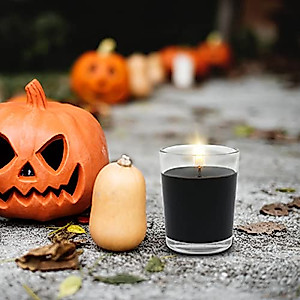 Black Halloween Votive Candles in Glass 12 Packs Small Unscented Soy Wax Candles