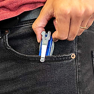 SwissQlip Deep Carry Pocket Clip Compatible with 91mm Victorinox Swiss Army Knife Models (Chrome)