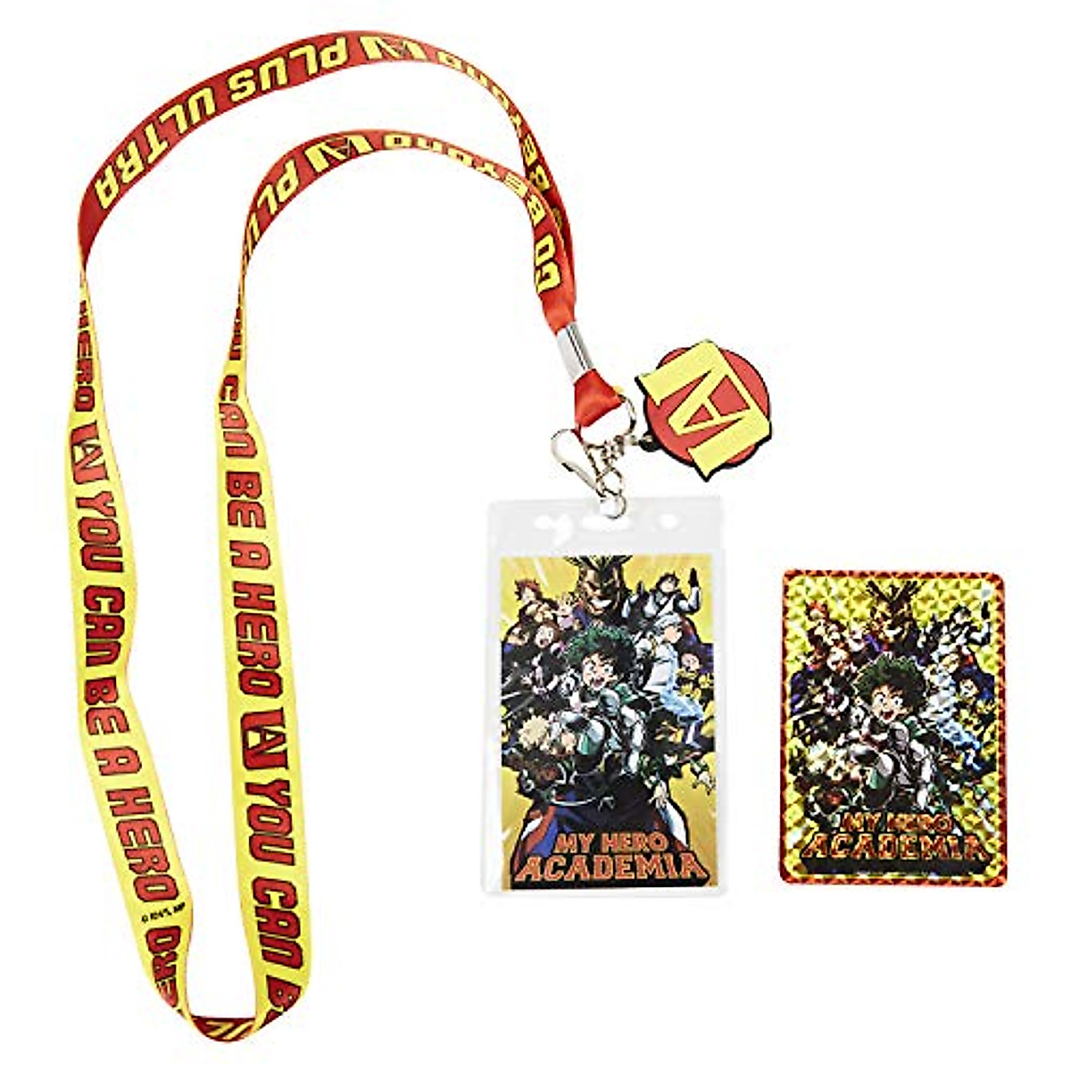 My Hero Academia Throw Blanket - Shoto, Izuku & All Might Soft Fleece Throw Blanket Lanyard and Sticker (All Might)