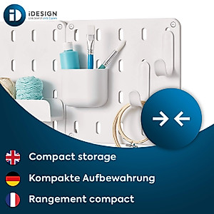 iDesign - 8243 Cade BPA-Free Plastic Modular Hanging Pegboard Organizer Storage Cup, 3.2" x 3.04" x 4", Gray