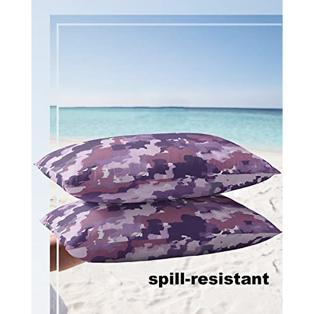 Funnywall88 Waterproof Throw Pillow Covers Set of 2 Camouflage Netting Camo Purple Couch Pillow Cases Outdoor Sofa Cushion Cover Home Decor for Bed Living Room, 20" x 12"