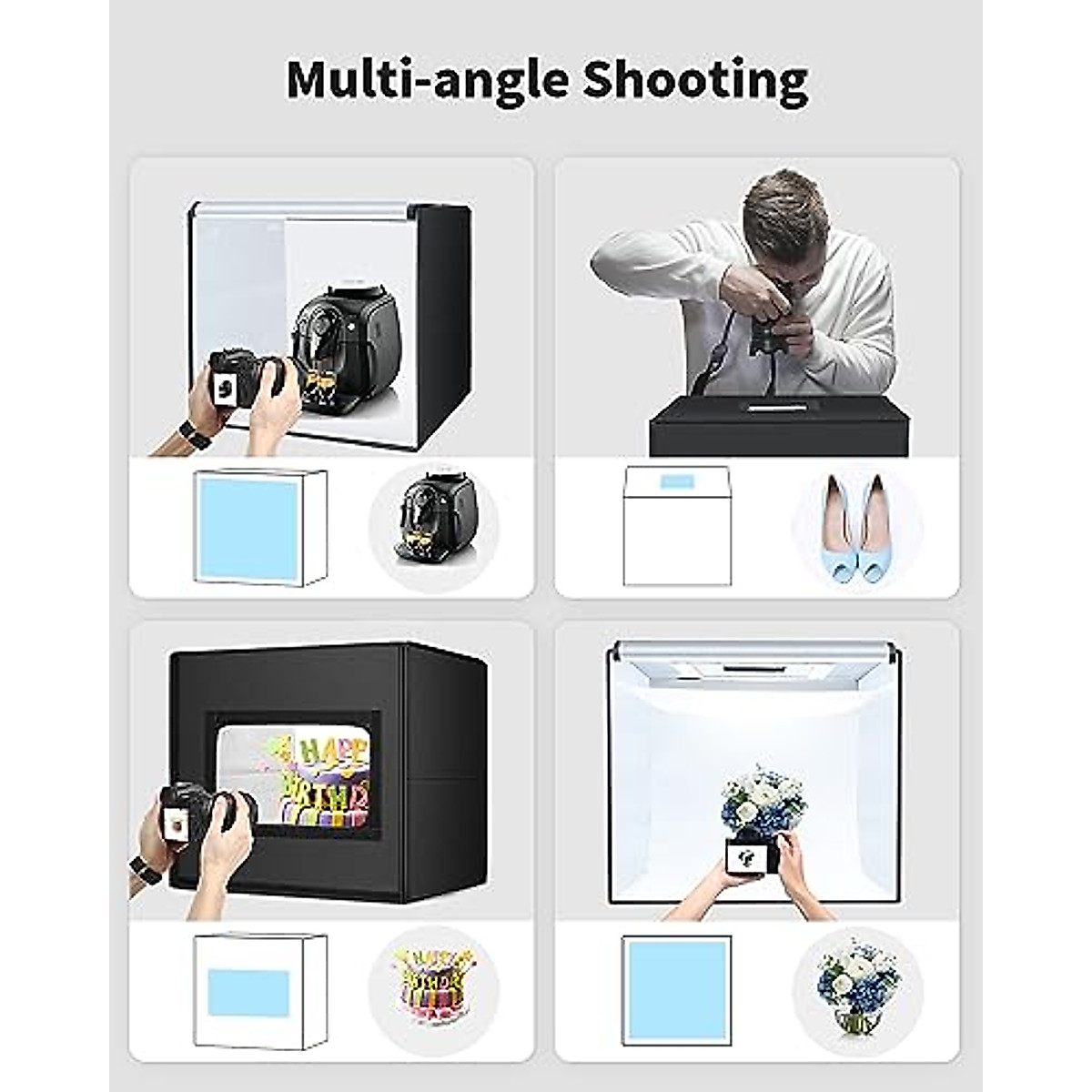 Glendan Light Box Photography, 24" x 20" Professional Photo Studio Light Box, Large Photo Box with 336 High Color Rendering Index LED Lights & 6 Color PVC Backdrops for Product Photography