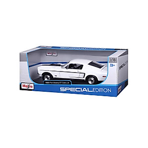 Maisto 1968 Ford Mustang GT Cobra Jet Hard Top 1/18 Scale Diecast Model Vehicle Blue