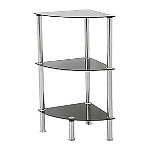 AVF S53-A Corner 3 Tier Shelving Unit in Black Glass & Chrome