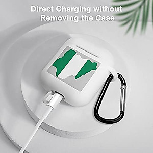 Nigeria Flag Map Silicone AirPods Case Protective Cover Compatible with AirPods 2 & 1 with Keychain