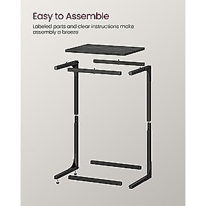 VASAGLE C-Shaped End Table, Side Table for Sofa, Couch Table with Metal Frame, Small TV Tray Table for Living Room, Bedroom, Misty Gray and Black