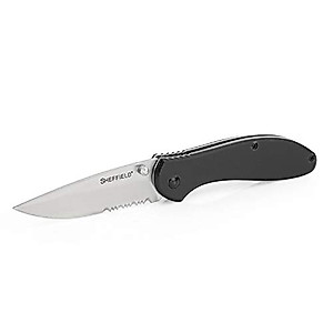 Sheffield 12164 Berda Assisted Open Knife, 3 Inch Blade EDC Knife, for Survival Gear, Self Defense, and More, G10 Handle, Partially Serrated