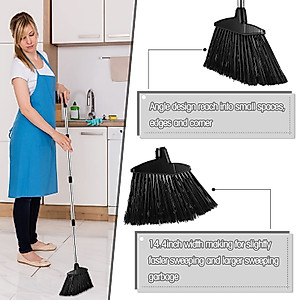 10 Pack Heavy Duty Broom Bulk, Outdoor Indoor Broom Commercial Angle Broom with Adjustable Long Handle Stiff Bristles Broom with 47 Inch Broomstick for Home Kitchen Office Patio Lobby Floor Sweeping