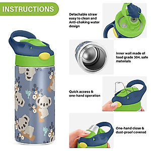 Water Bottle with Straw Koala,12 oz.,BPA Free Water Bottle for Travel/School(226cr6a)