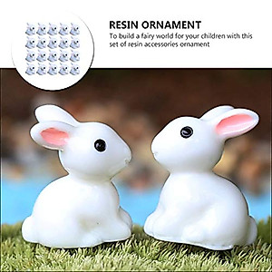 Hemoton Bunny Rabbit Miniature 20pcs Micro Landscape Ornament White Resin Mushroom Figure Mushroom Accessories