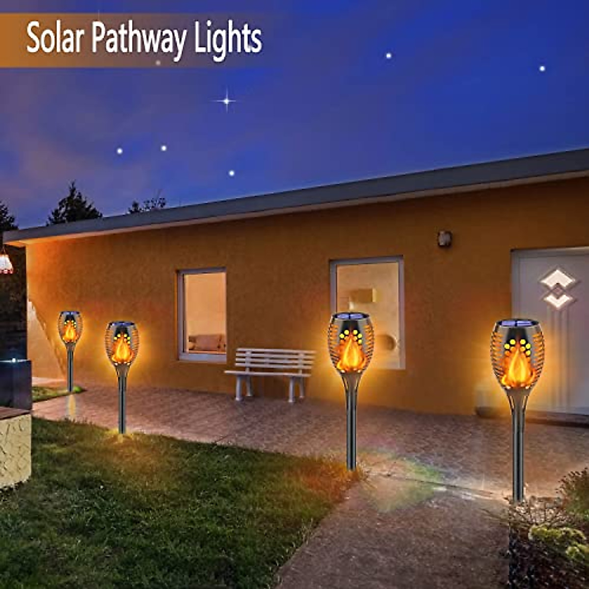 Aionarew Solar Lights Outdoor Waterproof,Solar Torch Light with Flickering Flame,Led Solar Torches,Auto On/Off Solar Garden Lights for Outside Yard Patio Pathway Landscape Decorations (8 Pack)