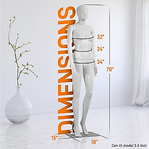 SereneLife 68.9" Tall Full-Body Female Mannequin with Adjustable Head, Flexible Limbs and Detachable Design, Perfect for Clothing Stores, Boutiques, Exhibitions and More