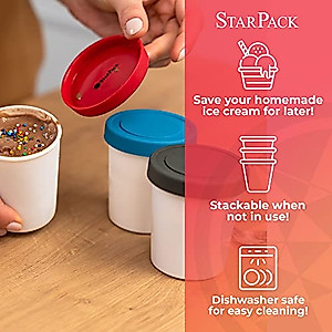 StarPack Portion Control Mini Ice Cream Containers for Homemade Ice Cream - Set of 6 Storage Containers with Silicone Lids, fit for Baby Food Freezer Storage, Meal Prep,& More!