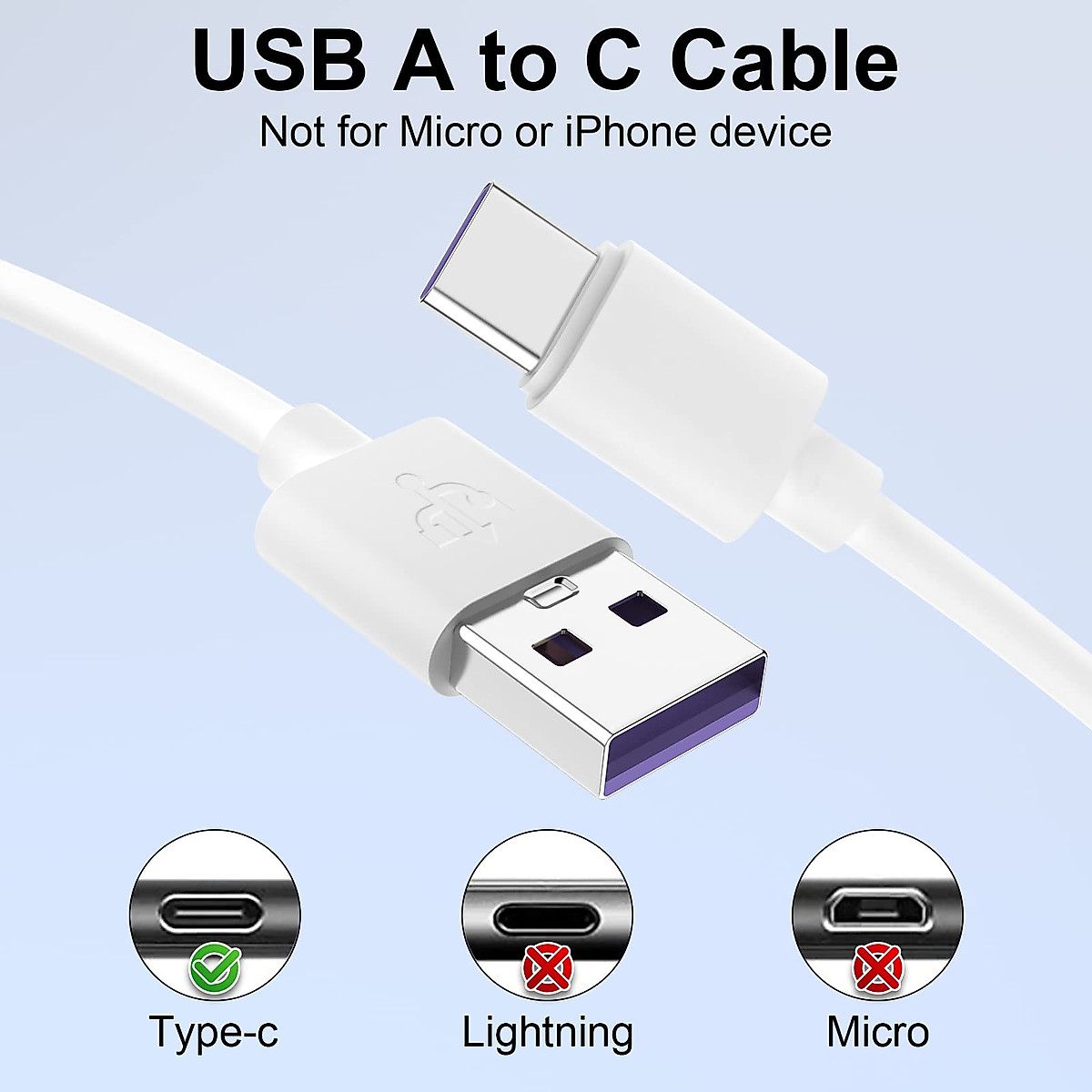 USB Type C Cable [4 Pack 3+3+6+6FT] 5A Fast Charging Data Cable, USB A to Type C Charger Cord for Samsung Galaxy S23 S22 S21 S20 S10 Plus Note 10 LG Google Pixel Moto etc