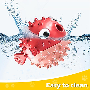 Treat Dispensing Dog Toys,Interactive Dog Chew Toy for Aggressive Chewers ,Dog Treat Dispenser Toy Enrichment Toys for Small Dogs,Squeaky Dog Toy to Keep Them Busy for Large Medium Dogs (Yellow)