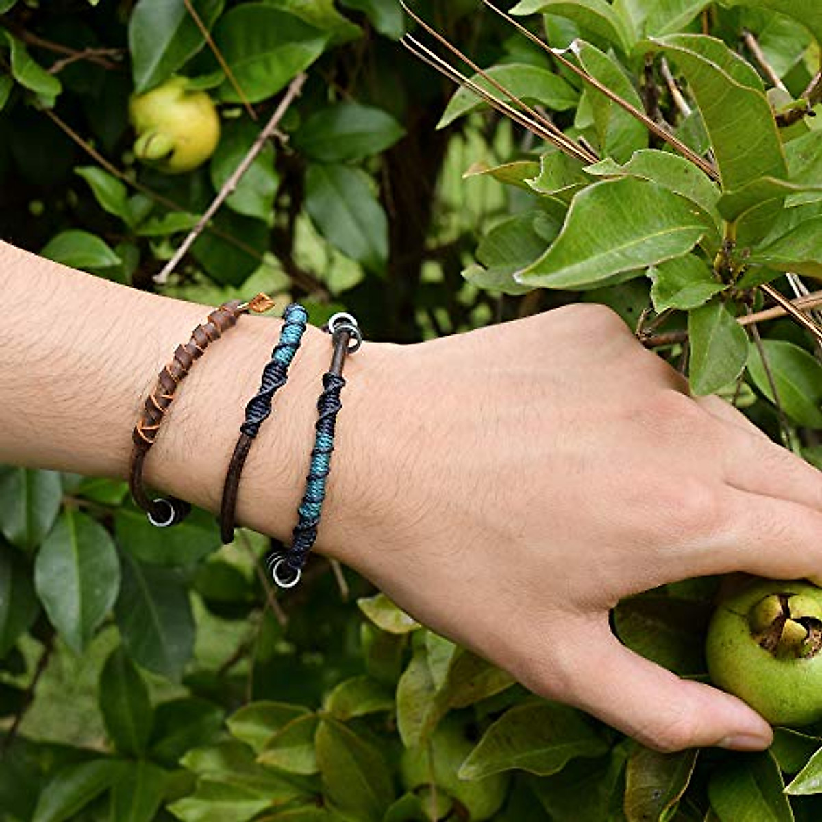 Wakami Double Wrap Bracelet | Boho Jewelry For Women and Men | Waxed Thread And Zinc Alloy Metal Beads, Fair Trade, 6-10in | Handmade by Artisans, Braided Indie (4 Elements)