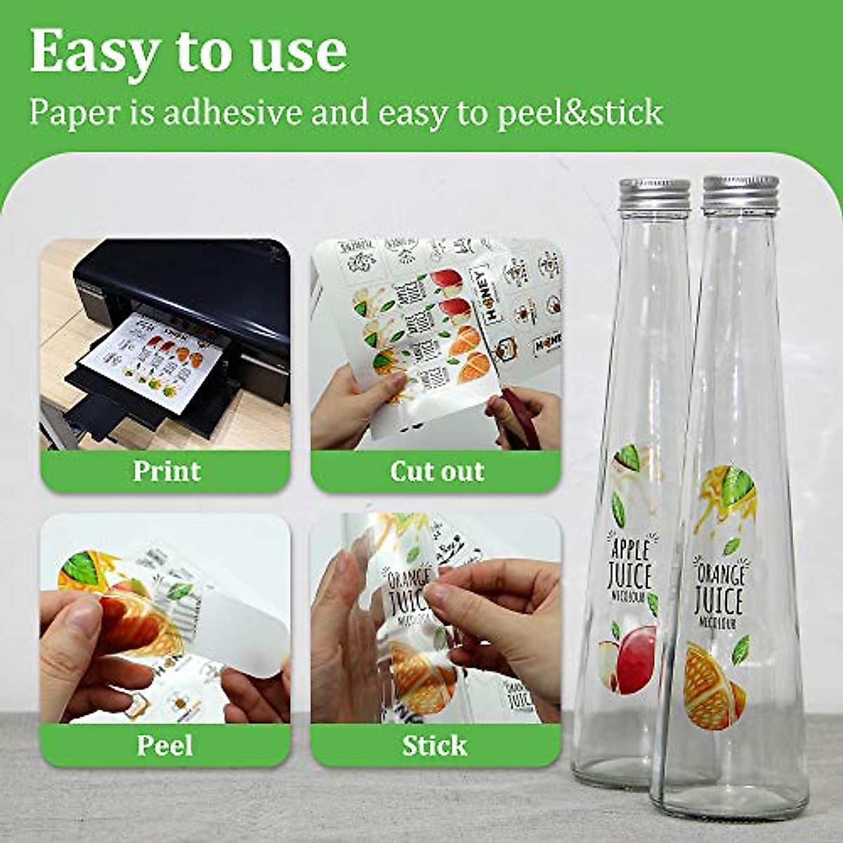 MECOLOUR Premium Printable Vinyl Sticker Paper Transparent 20 Clear Sheets, No-waterproof, Vivid Colors, Tear Resistant - for Any Inkjet Printer