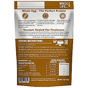 Whole Life Pet Freeze Dried Diced Eggs for Dogs and Cats. Fully Cooked Just Add Water. Healthy Skin, Strong Bones, Picky Eaters. Human Grade Quality