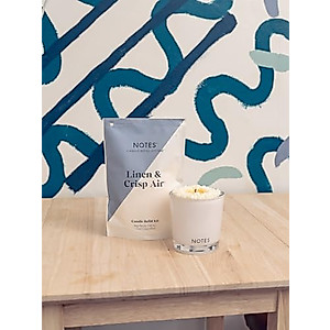 NOTES Sustainable Candle Starter Kit - Zesty Fresh Duo | Refillable & Reusable Candles | Fresh Scented Candles | 100% Natural Wax | Citrus & Fresh Basil and Linen & Crisp Air Candle Refills