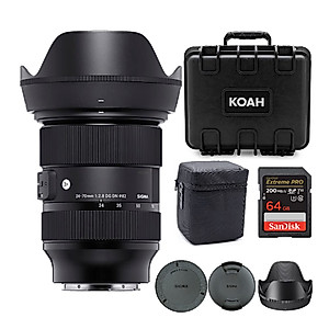 Sigma 24-70mm f/2.8 DG DN Art Zoom Full Frame E-Mount Lens Bundle with Software Suite, 64GB Extreme PRO SD Card and Hard Case with Customizable Foam (4 Items)