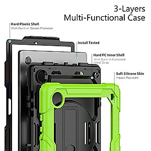 Samsung Galaxy Tab A8 10.5 Inch 2022, [Full-Body][Shock Proof] Protective Case with Pencil Holder and 360 Rotating Hand Strap, Protective Cover with Shoulder Strap (Green)