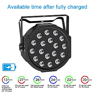 U`King Rechargeable Par Lights Wireless 18 RGB Stage Lighting Battery Powered Uplights DMX Control Uplighting for Wedding DJ Disco Show Church(4 Pack)