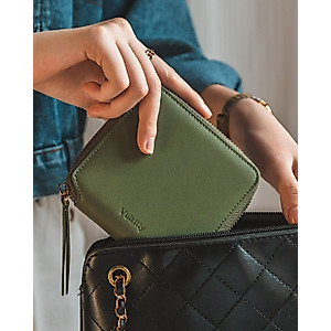 Vulkitty Women Leather Wallet RFID Blocking Bifold Slim Coin Purse Credit Card Holder with Zipper Pocket Case