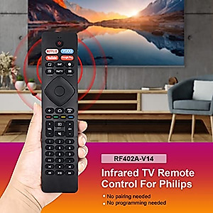 New RF402A-V14 IR Replacement Remote Control for Philips Android TV 43PFL5604/F7 43PFL5704/F7 50PFL5604/F7 50PFL5704/F7 55PFL5604/F7 55PFL5704/F7 65PFL5604/F7 65PFL5704/F7 75PFL5704/F7(No Voice)