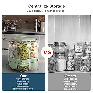 AHOUGER Cereal Dispenser Grain Dispenser Lentil Dispenser Upgrade 360° Rotating Food Dispenser with Lid Moisture Resistant Household, Dispenser Container for All Beans, Barley, Millet, Rice