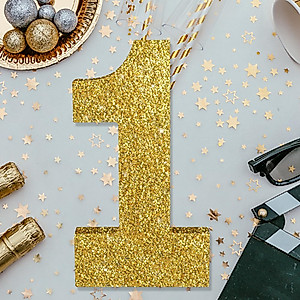 TONIFUL 8 Inch Gold Glitter Numbers Table Centerpieces 0-9 Birthday Party Decorations,Shining Golden Digital 1 for Birthday Party,Wedding,Bridal Shower,Engagement,Photo Shoot,Anniversary