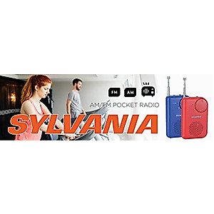Portable AM/FM Pocket Radio With Built-In Speaker, Red