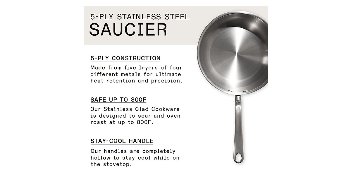 Made In Cookware 3-Quart Stainless Steel Saucier Pan | Italian Made