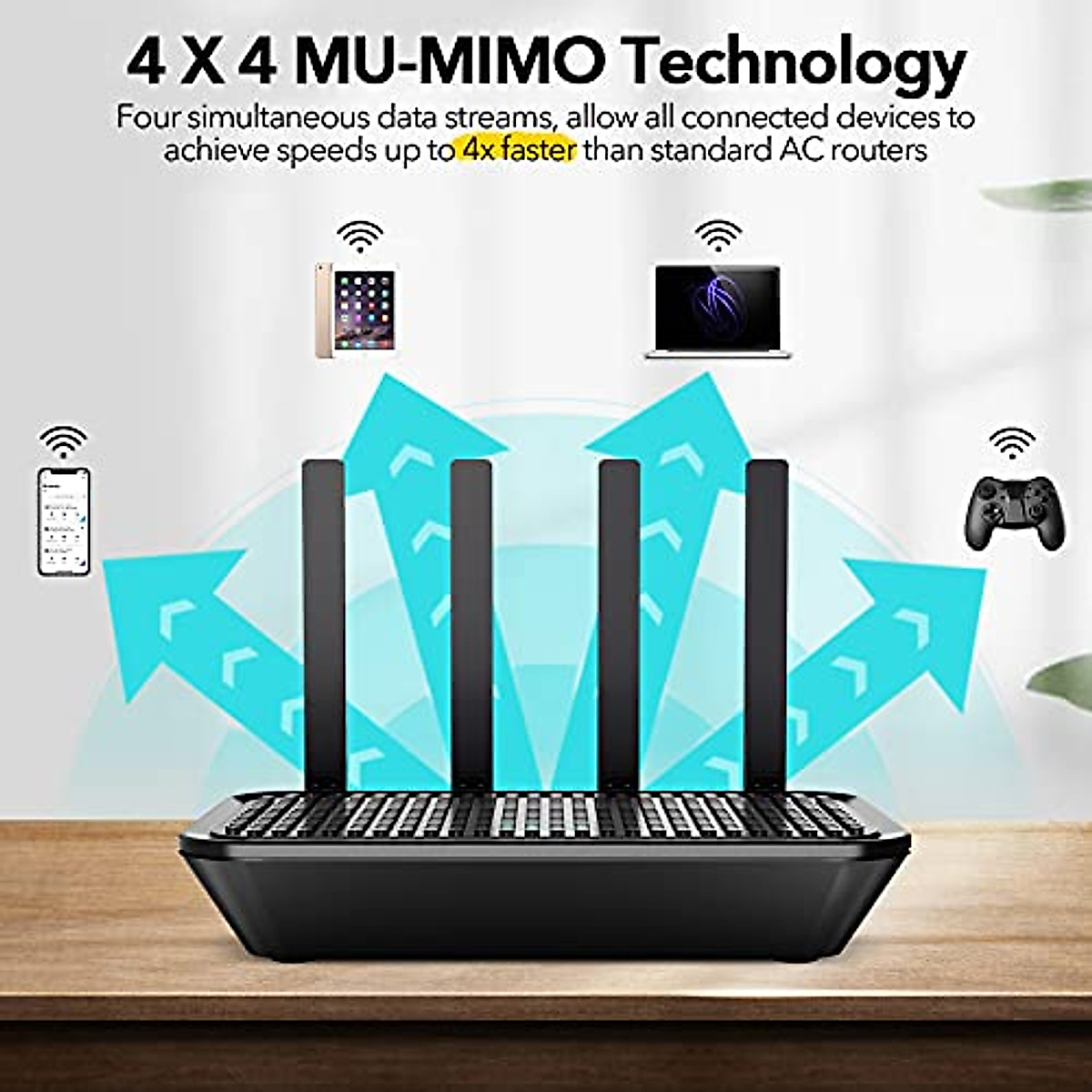WiFi Router- AC2100 Dual-Band Smart Wi-Fi Router Upgrades to 2033 Mbps (5G) High-speed, Features MU-MIMO, 4 Gigabit LAN Ports, ONE SSID, Parental Control, Lifetime Internet Security for Video & Gaming