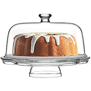 Royalty Art European Cake Stand with Dome (6-in-1 Design) Multifunctional Serving Platter for Kitchens, Dining Rooms, Pedes Glass Durabilitytal or Cover Use, Elegant Product Name